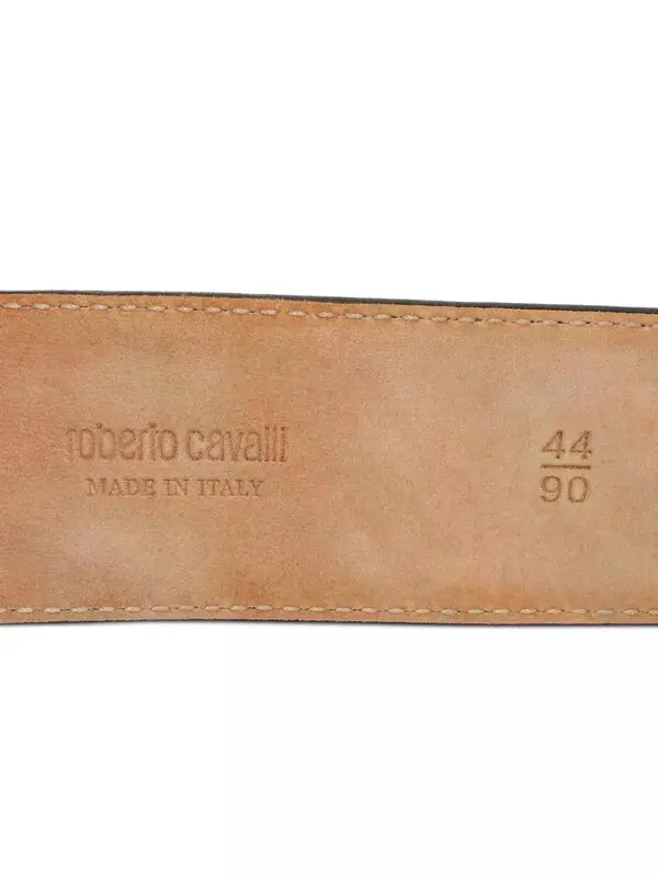 Roberto Cavalli Snake Buckle Leather Belt