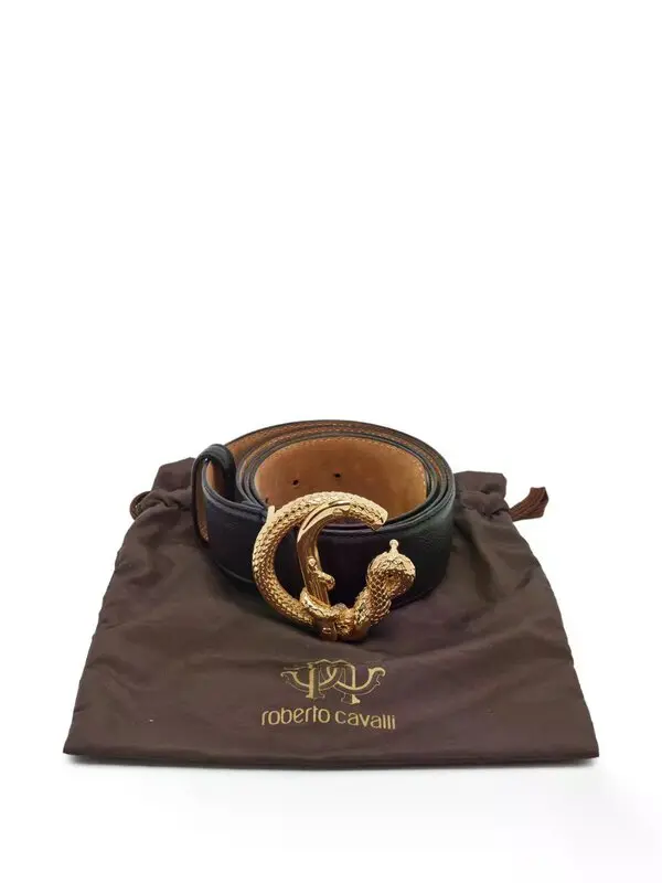 Roberto Cavalli Snake Buckle Leather Belt