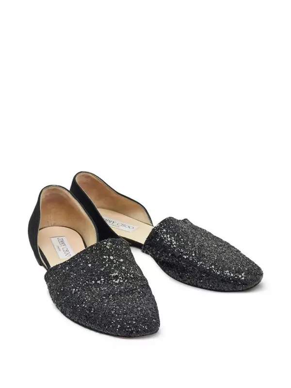 JIMMY CHOO Glitter Finish Globe Ballet Flats