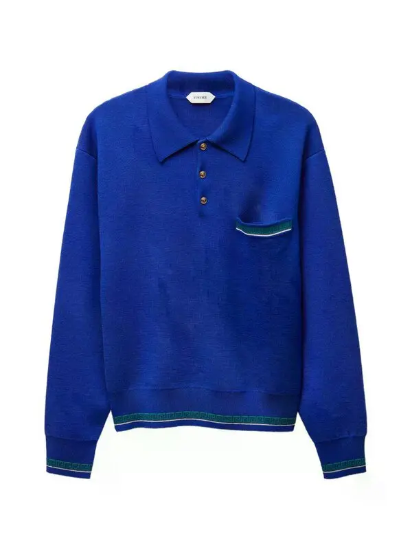 Versace Jacquard Wool-knit Polo Sweater