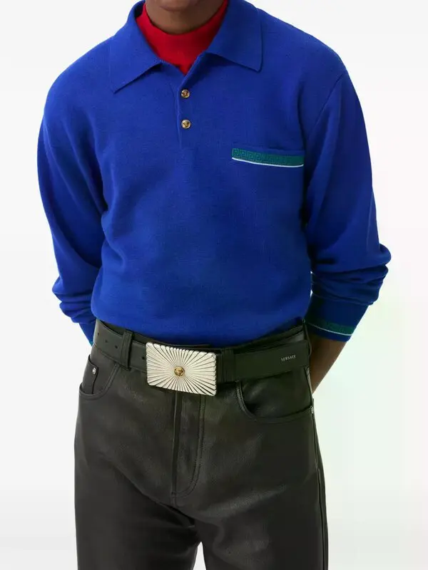Versace Jacquard Wool-knit Polo Sweater