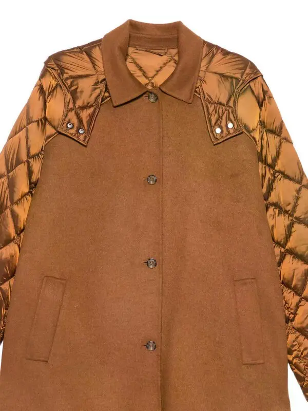Marina Rinaldi Maesa Quilted-sleeve Hooded Coat - Brown