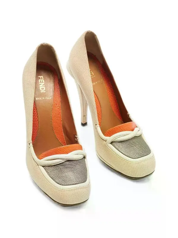 Fendi Lizard-embossed Heeled Pumps