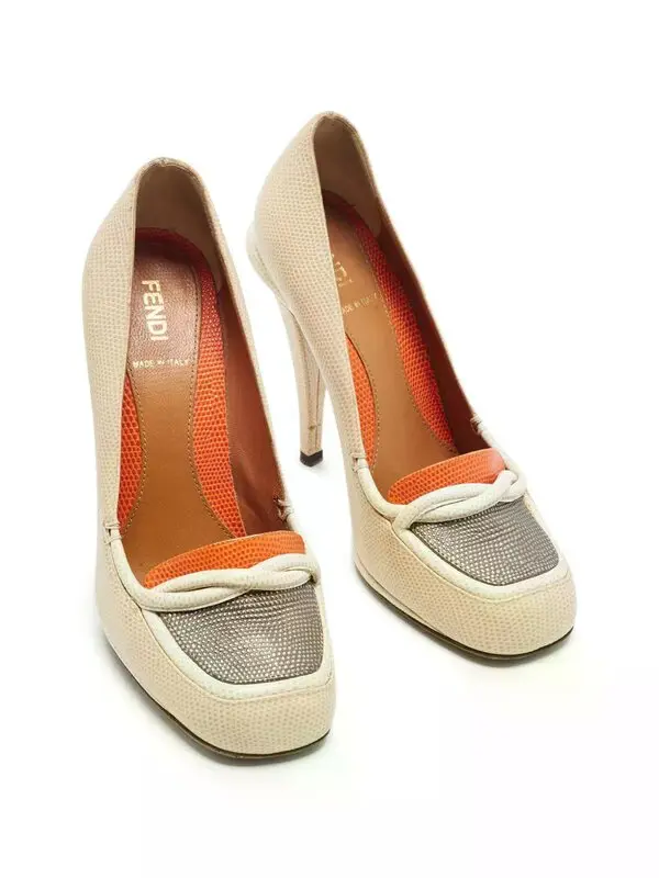 Fendi Lizard-embossed High Stiletto Heel Pumps