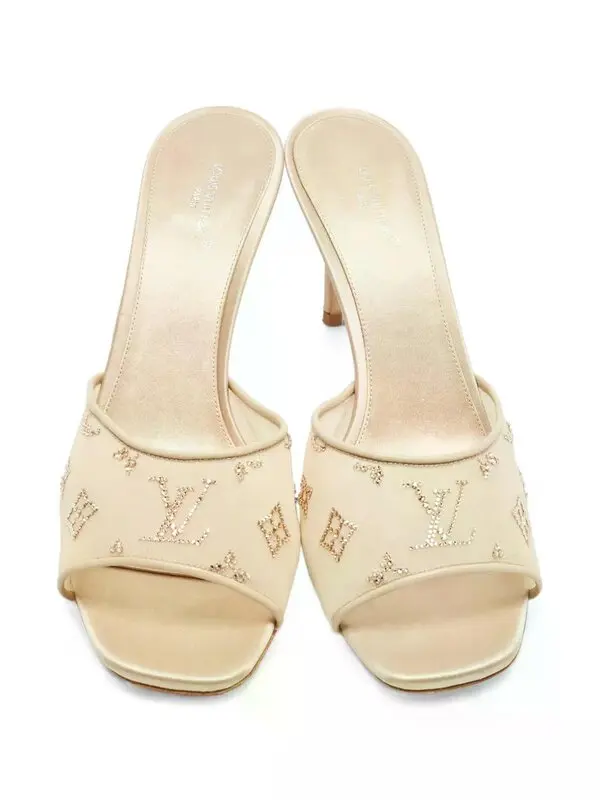 LOUIS VUITTON Revival Crystal-embellished Heeled Sandals - Neutrals