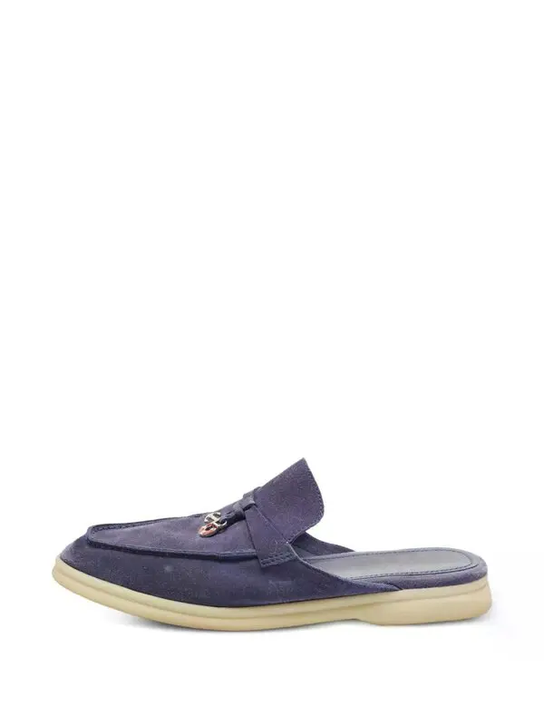 Loro Piana Suede Charms Walk Mules - Blue