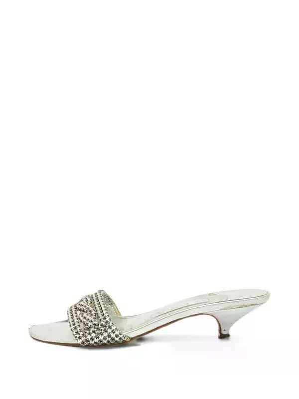 GINA Crystal-embellished Leather Heeled Sandals