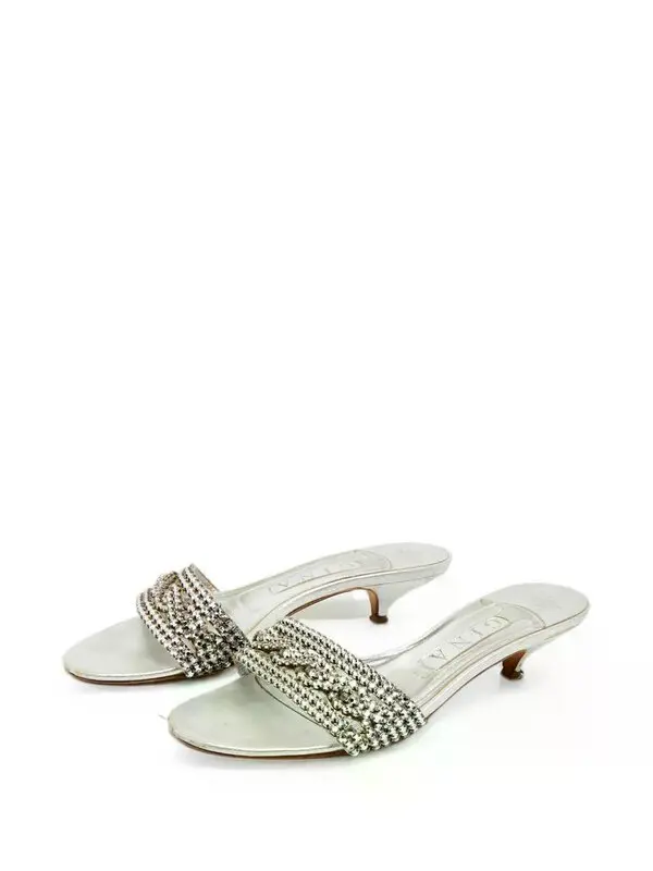 GINA Crystal-embellished Leather Heeled Sandals