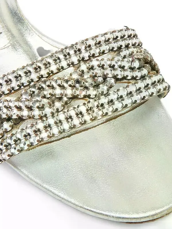 GINA Crystal-embellished Leather Heeled Sandals