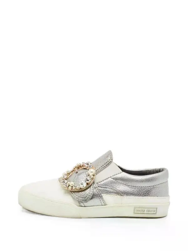 Miu Miu Crystal-embellished Slip-on Sneakers