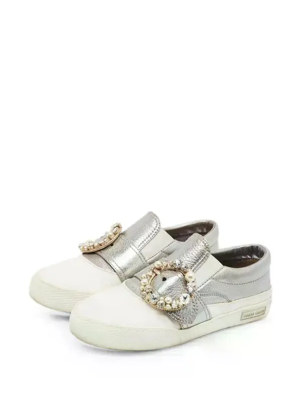 Miu Miu Crystal-embellished Slip-on Sneakers