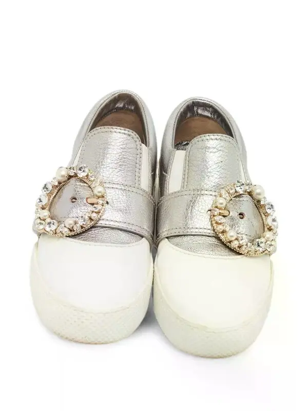 Miu Miu Crystal-embellished Slip-on Sneakers