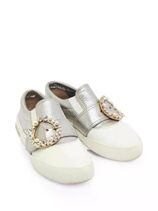 Miu Miu Crystal-embellished Slip-on Sneakers
