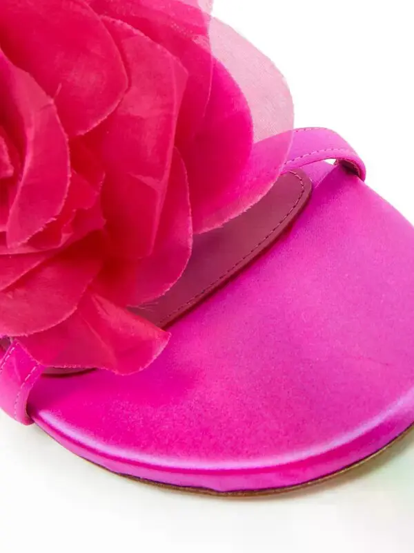 LE SILLA Floral Appliqué Crystal Embellished High Heel Sandals