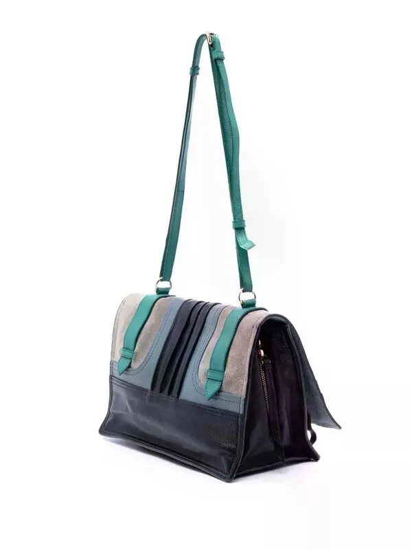 Prada 2013-2026 Multicolore Glace Calf And Suede Patchwork Etiquette Satchel