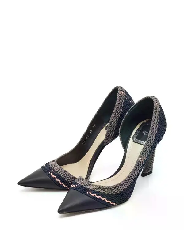 Dior Navy Woven D'orsay Pumps