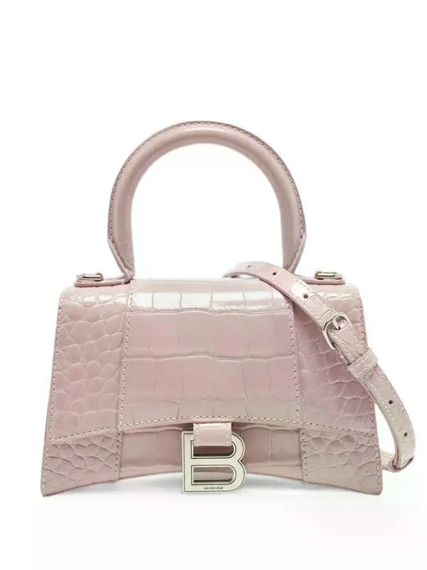 Balenciaga Xs Hourglass Crocodile-embossed Handbag