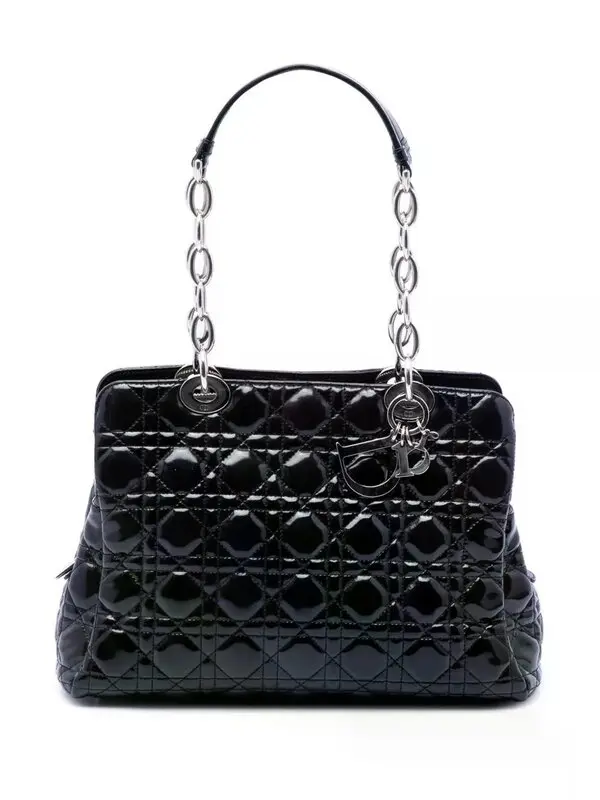 Dior Patent Cannage Lady Soft Shopping Tote Bag