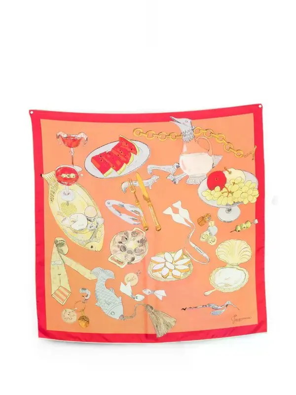 Jacquemus Le Grand Foulard Cocktail-print Silk Scarf - Orange