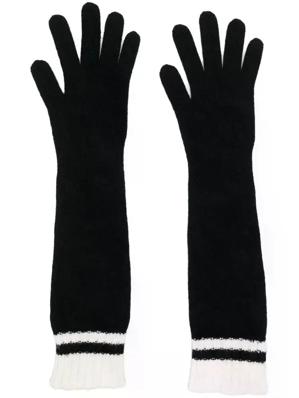 Alberta Ferretti Ribbed-knit Long-length Gloves