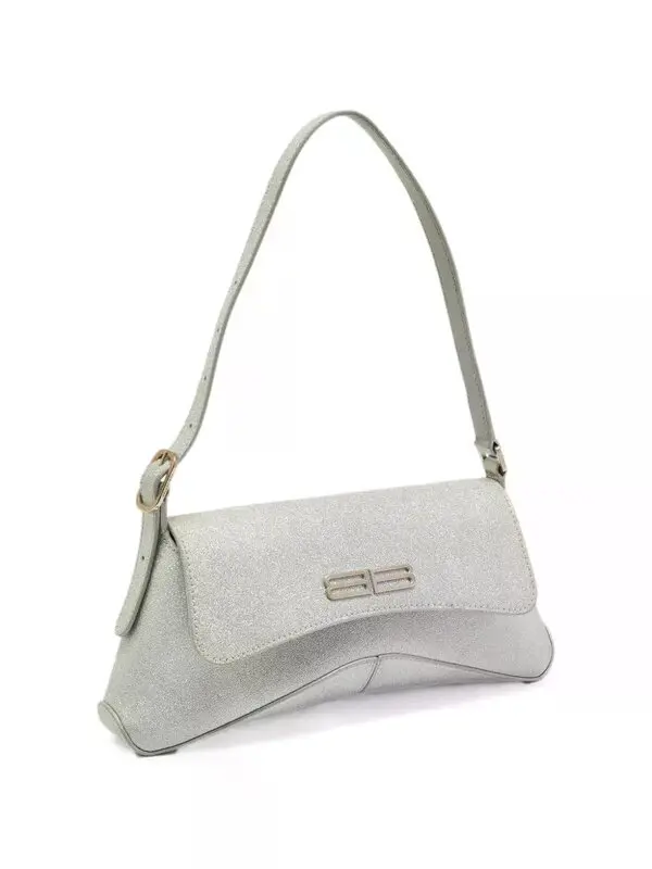 Balenciaga Glitter-embellished Shoulder Bag - Silver