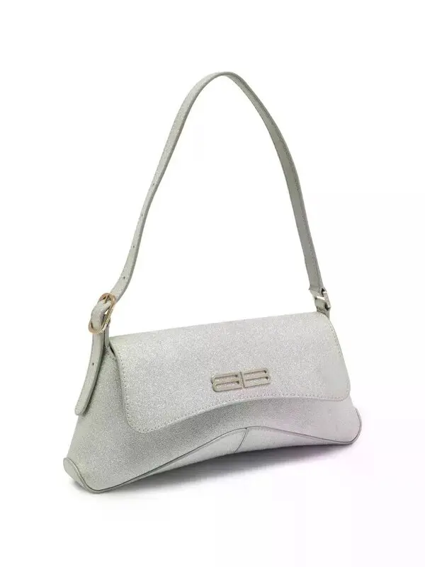 Balenciaga Glitter Embellished Shoulder Bag - Silver