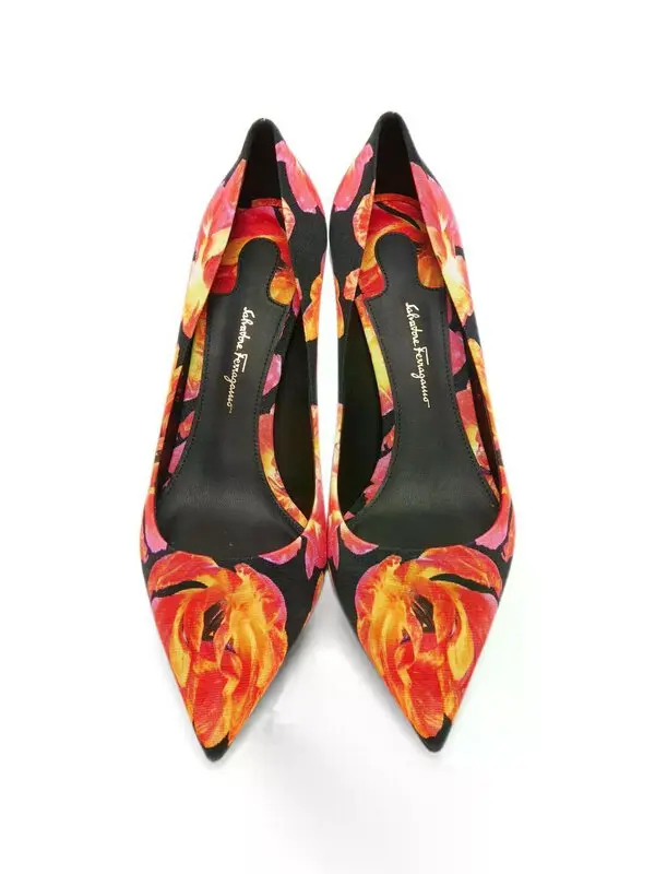 FERRAGAMO Badia Floral Print Pointed Toe Pumps