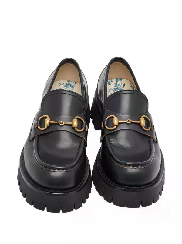 Gucci Horsebit Lug-sole Loafers With Embroidered Bee