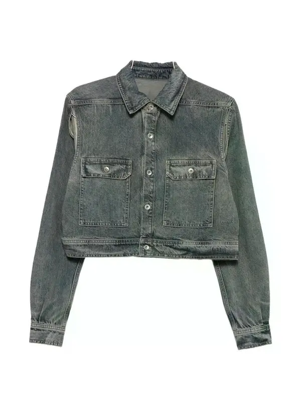 Rick Owens Cropped Cut-out Denim Jacket - Blue