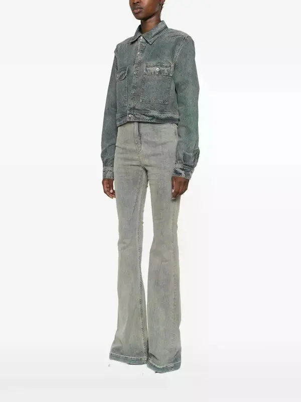 Rick Owens Cropped Cut-out Denim Jacket