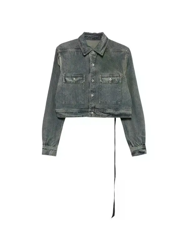 Rick Owens Cropped Cut-out Denim Jacket - Blue