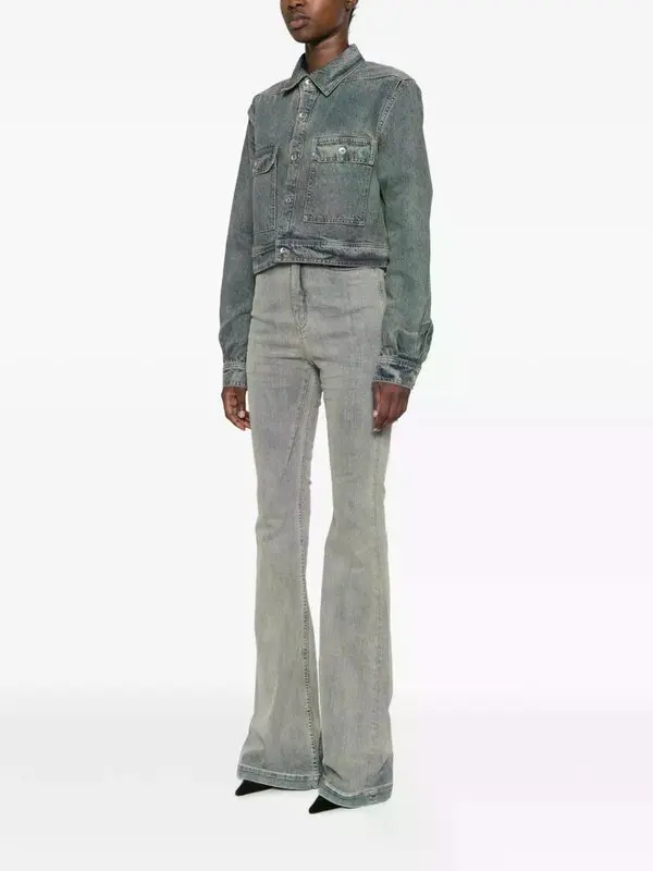 Rick Owens Cropped Cut-out Denim Jacket - Blue