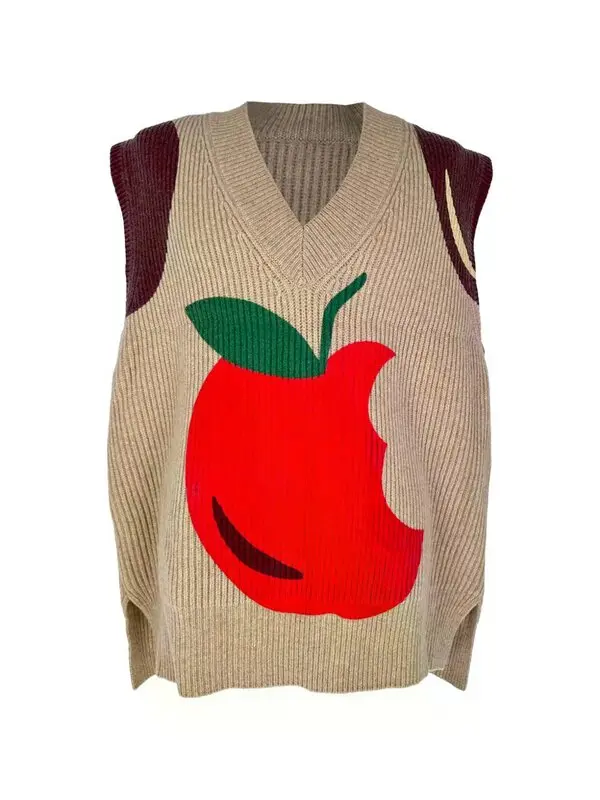 JW Anderson Apple-printed Ribbed Sweater Vest