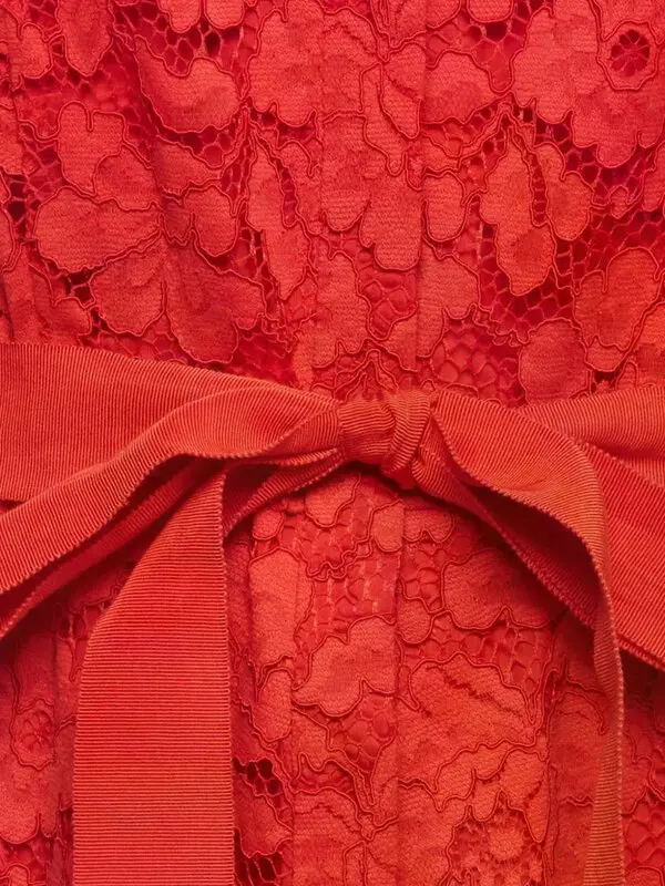 Carolina Herrera Midi Belted Lace Dress