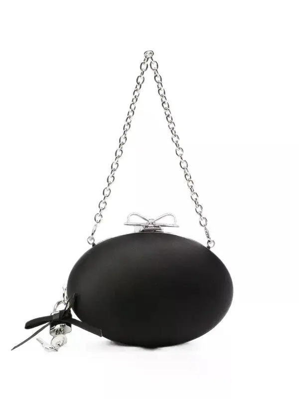 SELF-PORTRAIT Bow-clasp Chain-strap Clutch Bag - Black