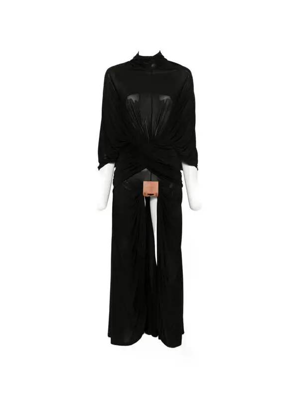 JEAN PAUL GAULTIER Draped Logo-patch Maxi Dress - Black