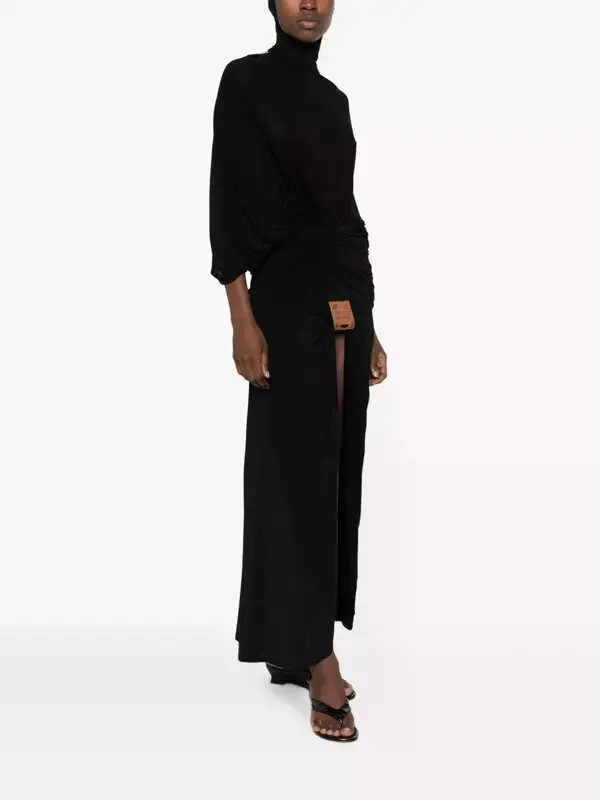 JEAN PAUL GAULTIER Draped Logo-patch Maxi Dress