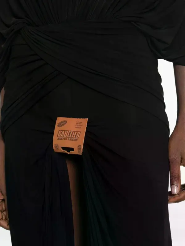 JEAN PAUL GAULTIER Draped Logo-patch Maxi Dress
