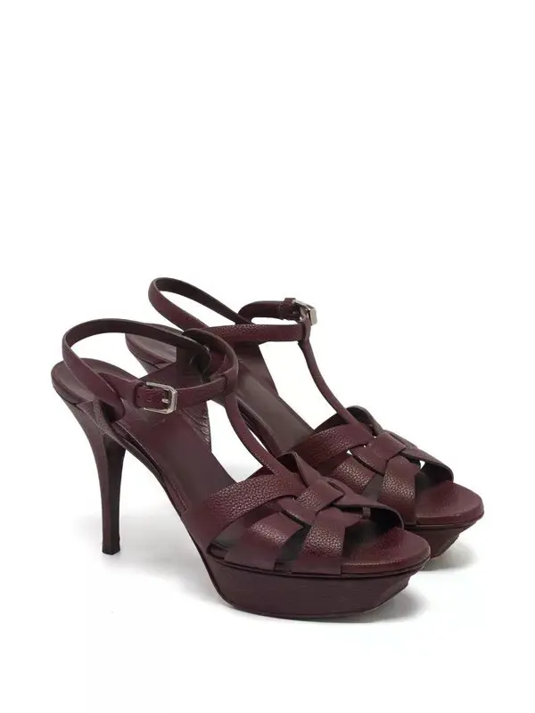 Saint Laurent Tribute Grained Leather Platform Sandals