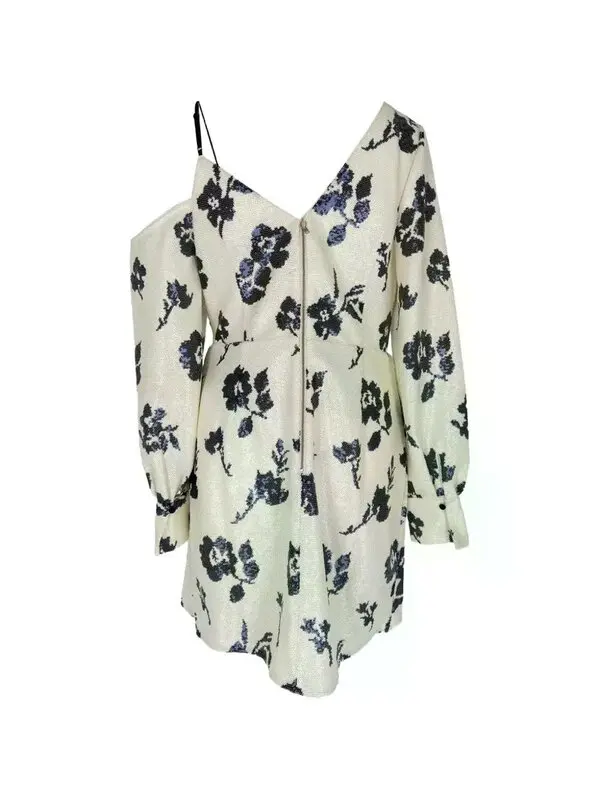 SELF-PORTRAIT Floral-sequined Wrap Dress - Neutrals