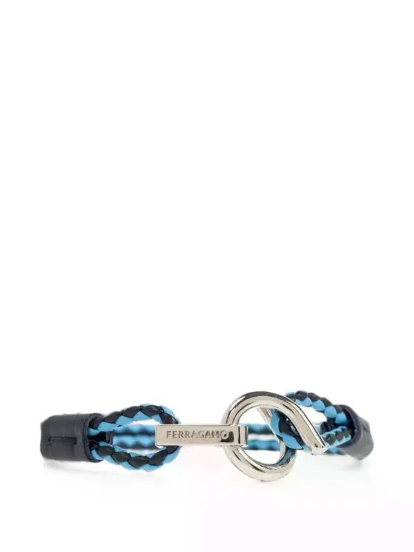 FERRAGAMO Braided Leather Bracelet - Blue