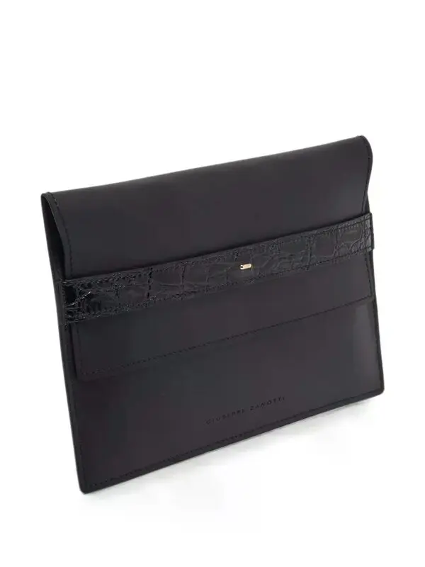 GIUSEPPE ZANOTTI Croc-embossed Flap Clutch Bag