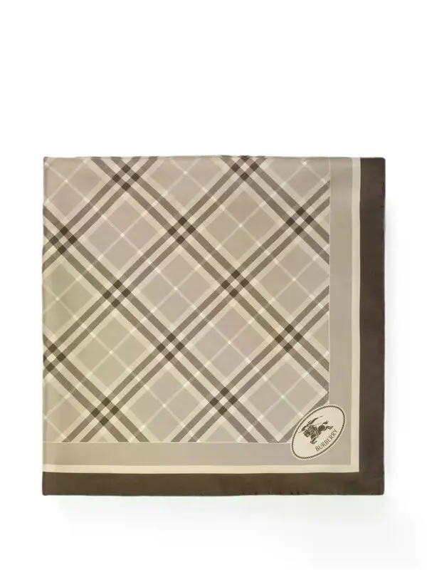 Burberry Check Knight Stamp Silk Scarf