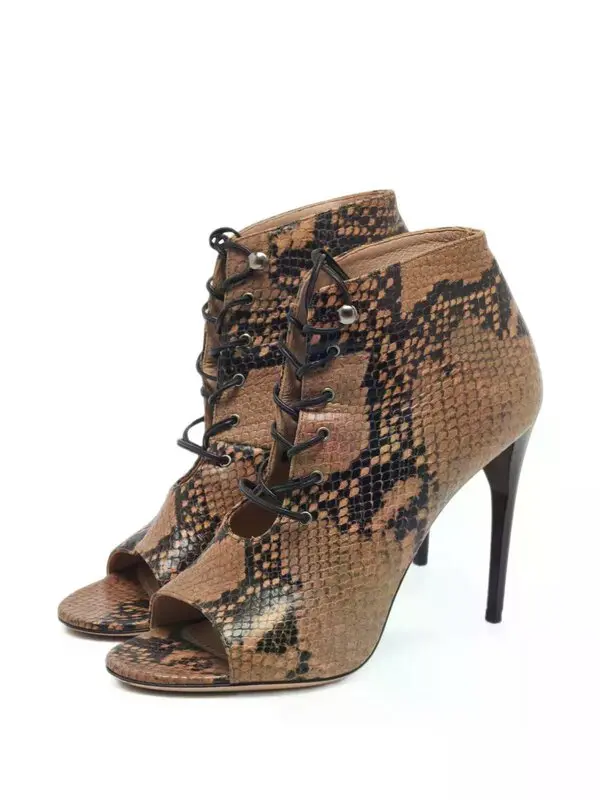 Miu Miu Snakeskin-embossed Heeled Ankle Boots