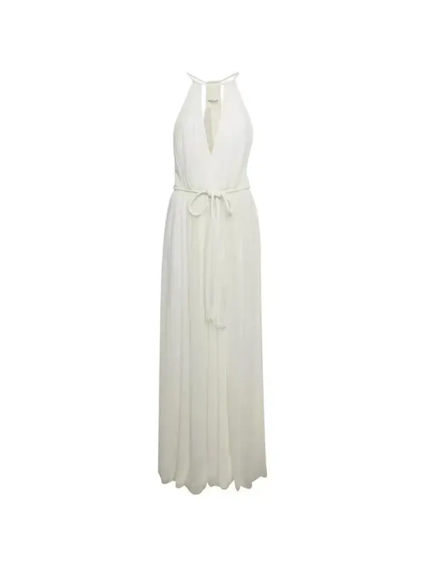 Alice + Olivia Halter-neck Sleeveless Maxi Dress - White