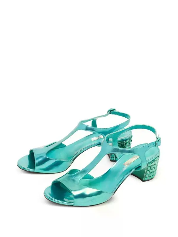 Casadei T-strap Block Heel Sandals With Studded Detail