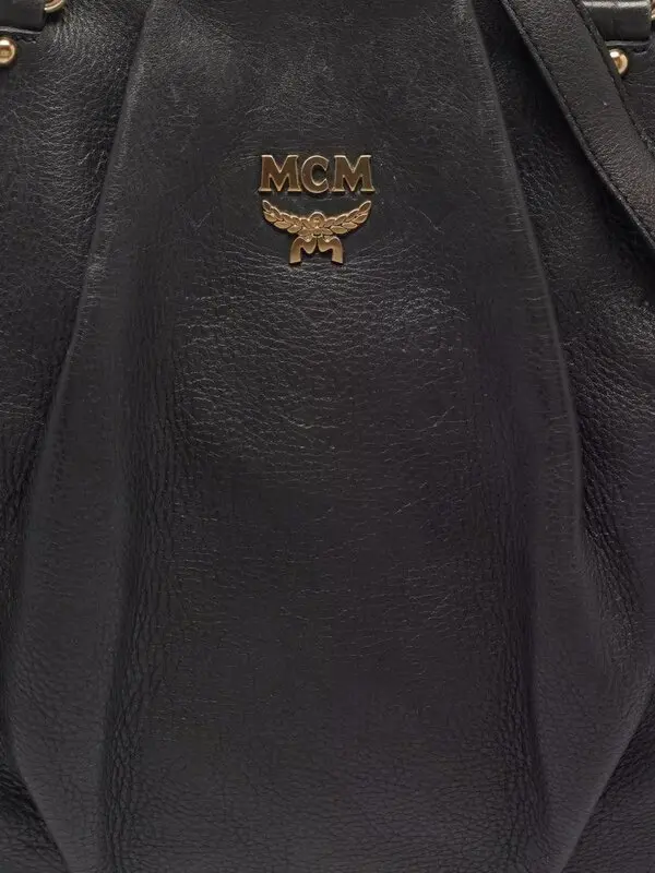 Mcm Logo-detail Grained Handbag