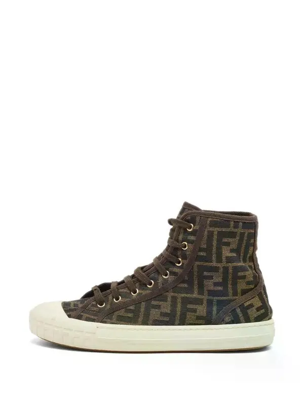 Fendi High-top Sneakers With Ff-motif - Brown