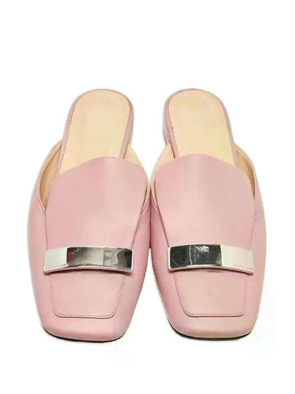 SERGIO ROSSI Metal Logo Flat Mules