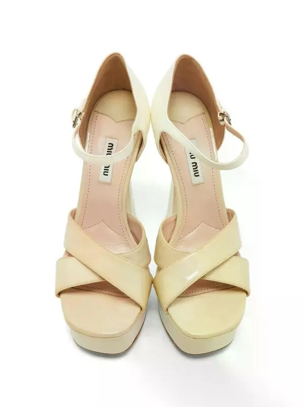 Miu Miu Patent Leather Criss-cross Platform Sandals